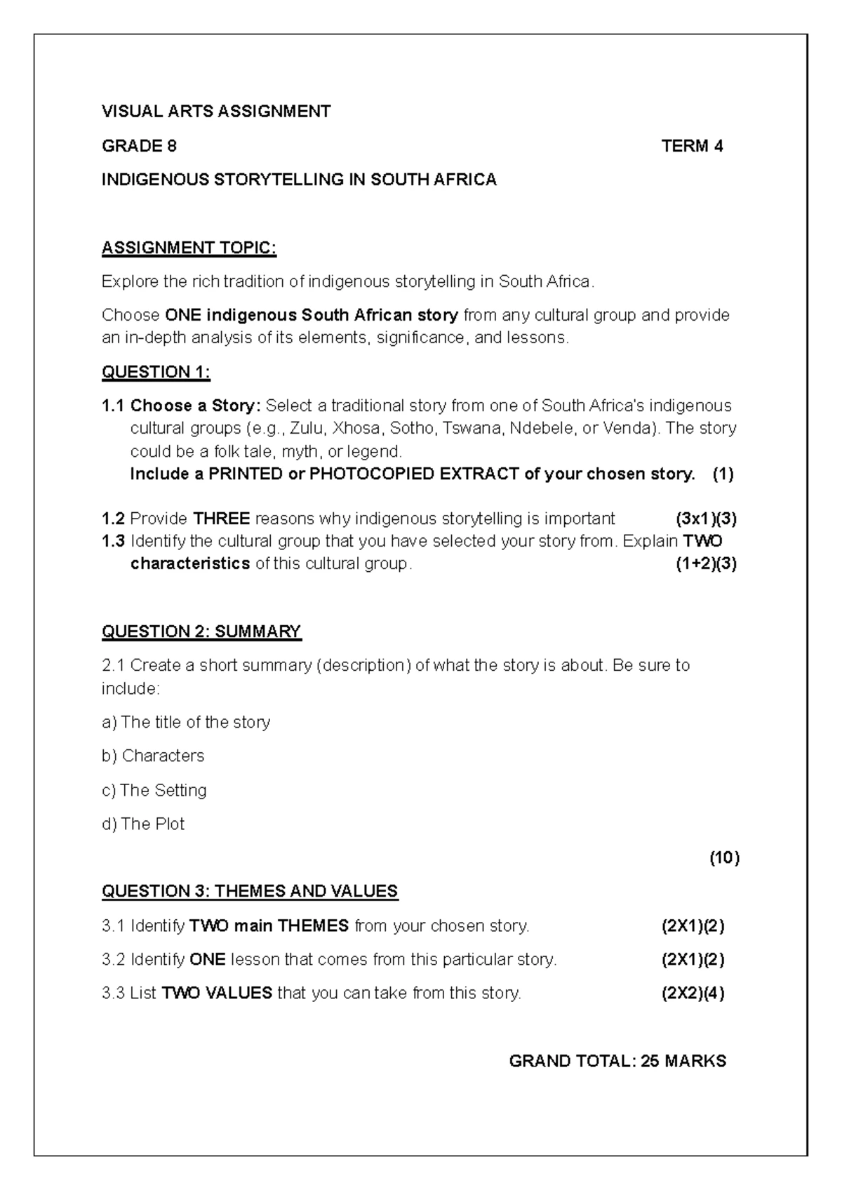 ATP 2025 Grade 9 Creative Arts Music Final Exam Overview - Studocu