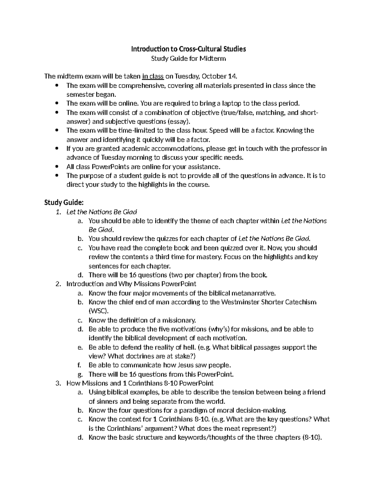 Introduction to CCM Study Guide for Midterm Exam - Studocu