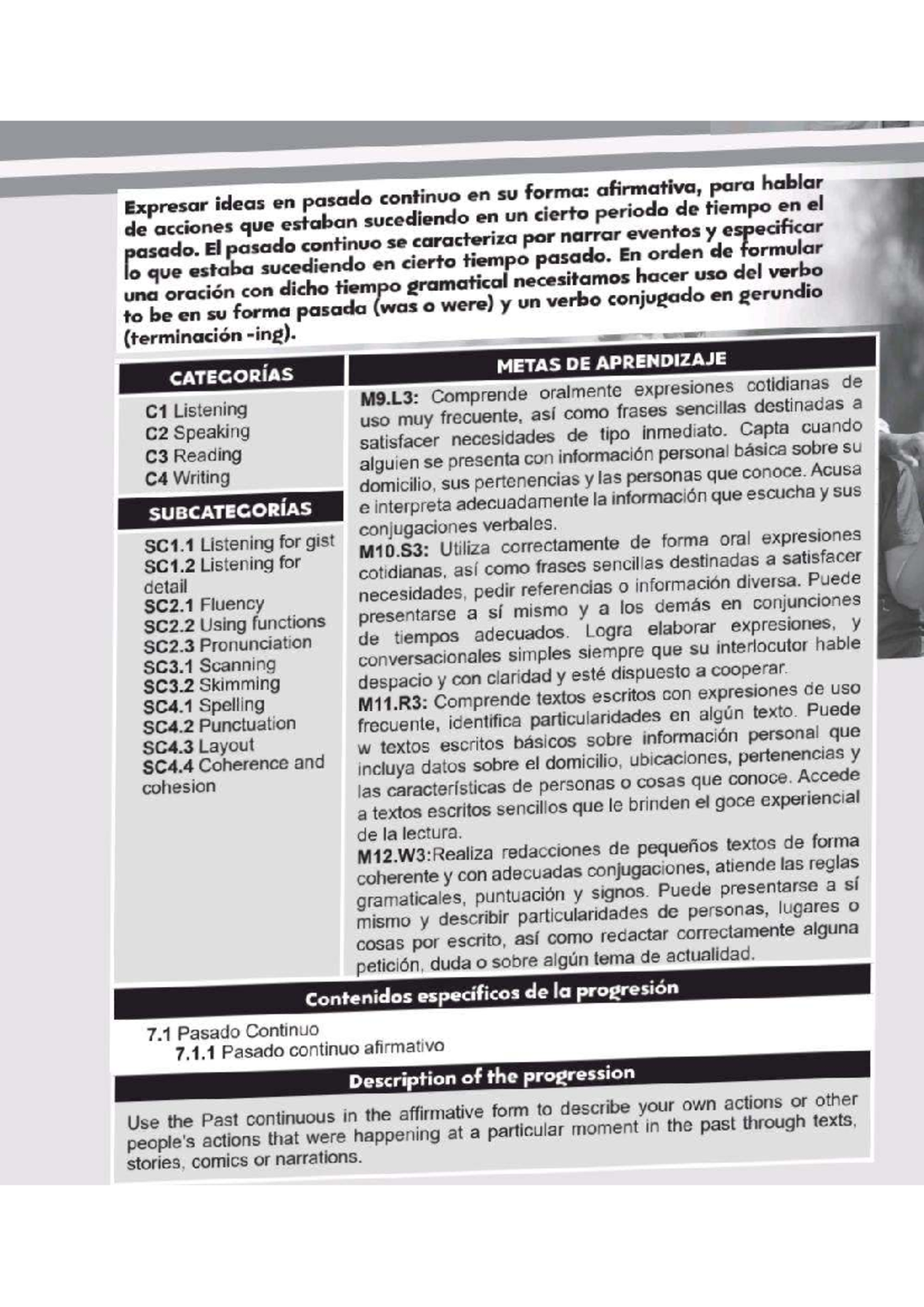 Inglés SEM 1: Uso del Pasado Continuo en Afirmaciones - Studocu