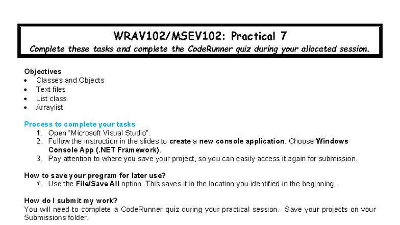 Practical 7: Classes & Objects with ArrayList for Transport System - Studocu