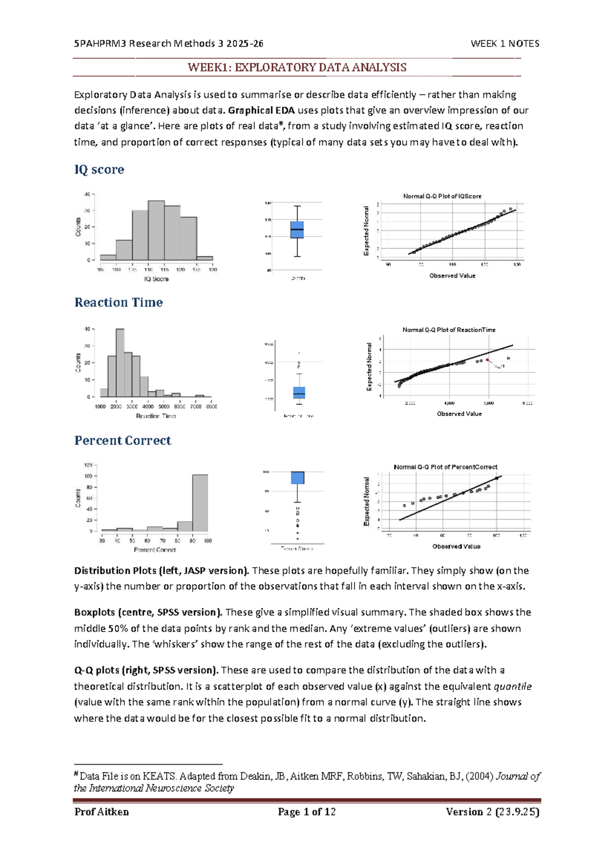 5PAHPRM3 Research Methods 3 WEEK 1: Exploratory Data Analysis Notes ...