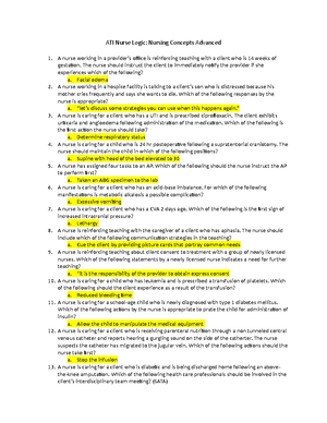 ATI Knowledge Beginner - ATI Nurse Logic 2: Knowledge and Clinical ...