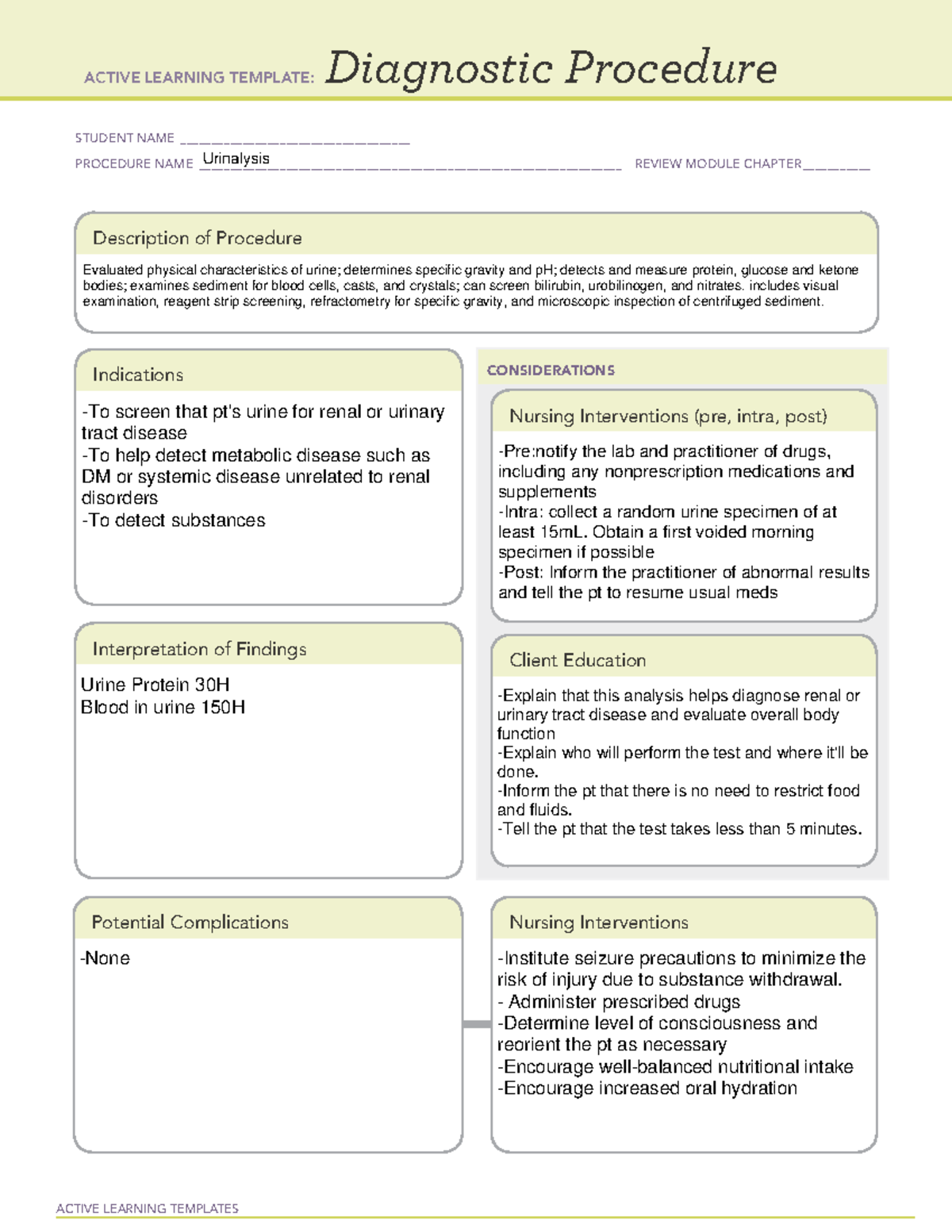 Ati Diagnostic-Urinalysis - ACTIVE LEARNING TEMPLATES Diagnostic ...