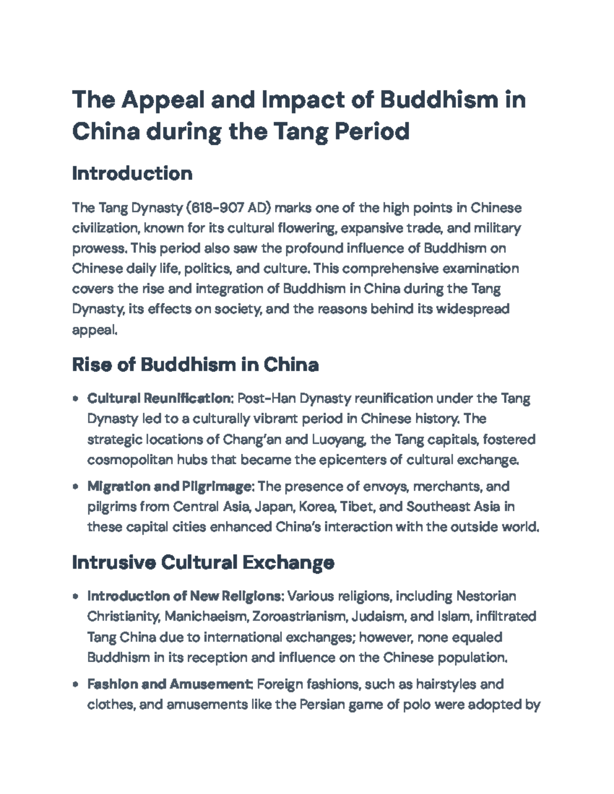 The Appeal and Impact of Buddhism in Tang China (HIS 201) - The Appeal ...