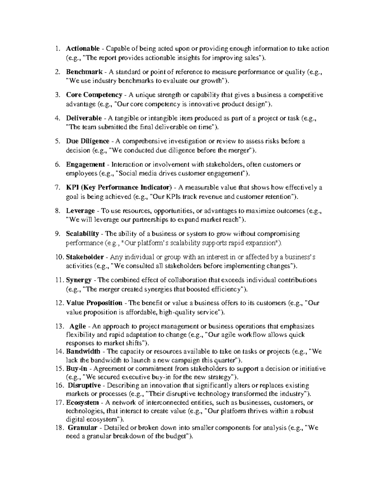 Business Terminology Glossary for Effective Communication - Studocu