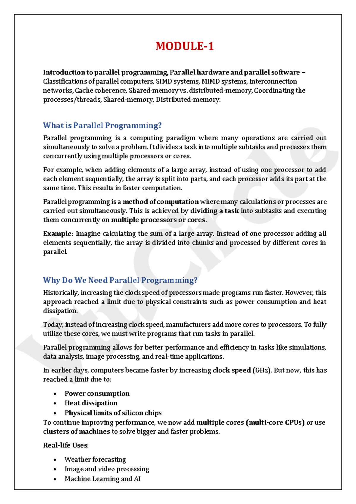 BCS702: Introduction to Parallel Programming and Hardware Classifications - Studocu