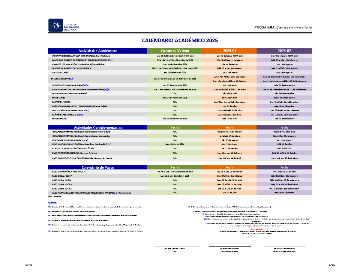 Calendario+Acad%C3%A9mico+2025 - PROGRAMA: Carreras Universitarias ...