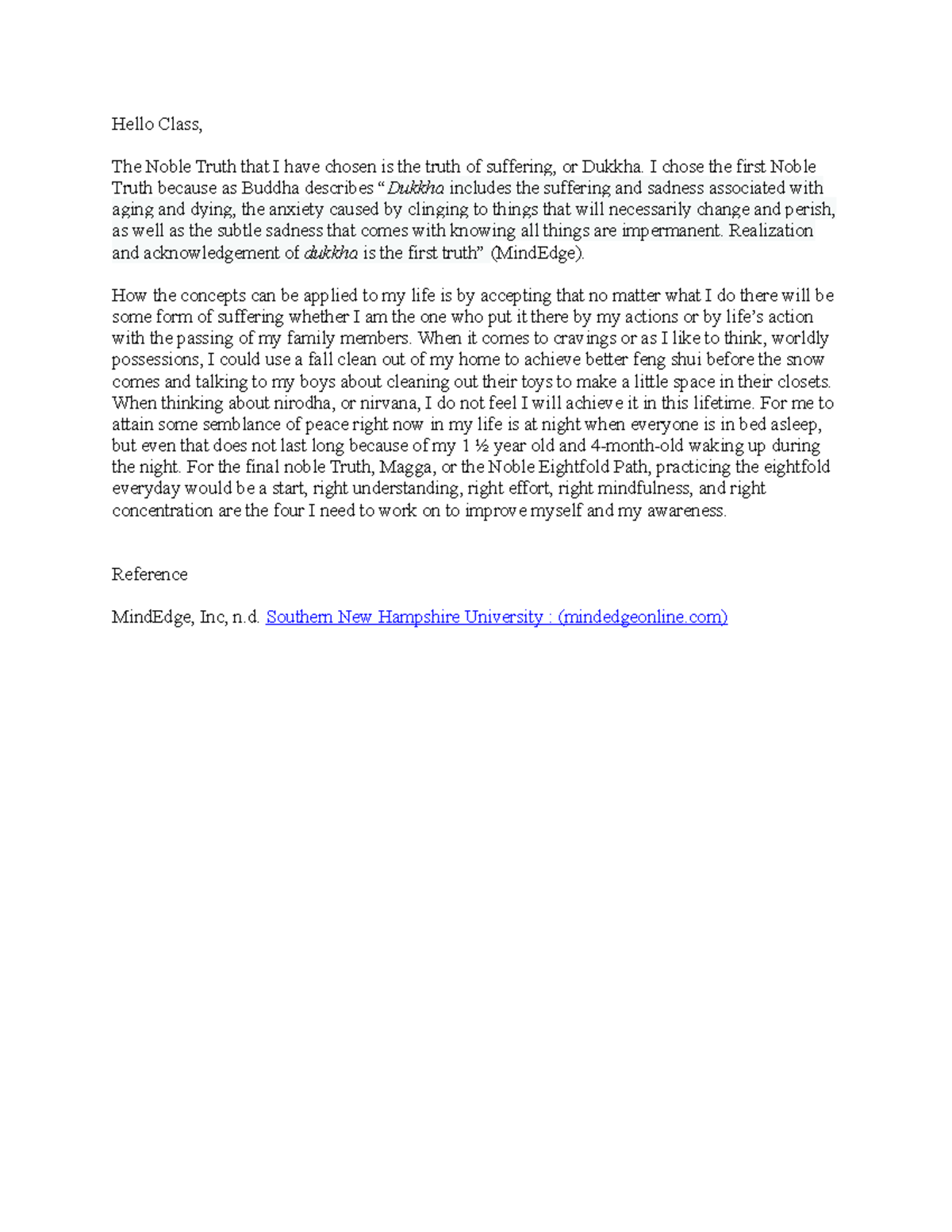 3-1 Discussion: Insights on the First Noble Truth of Dukkha - Studocu