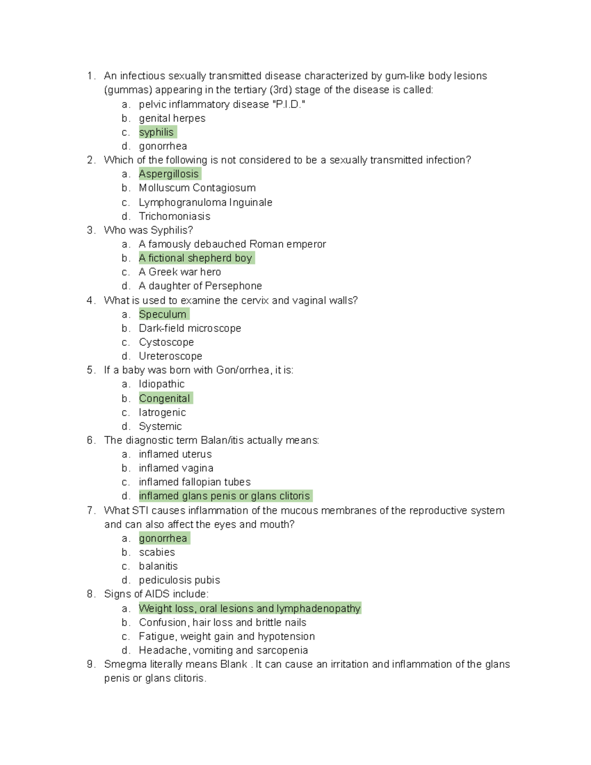 STI Self-Test Answers: Key Questions and Explanations - Studocu