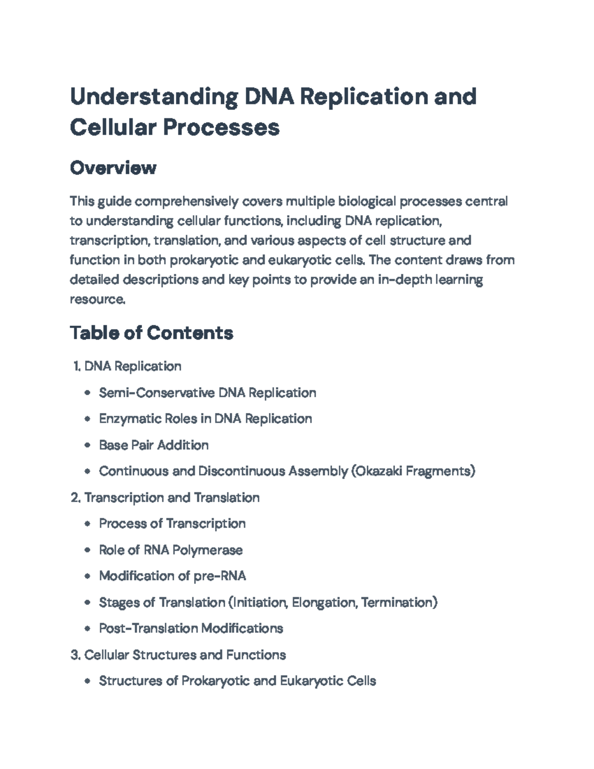 Understanding DNA Replication & Cellular Processes: A Comprehensive ...