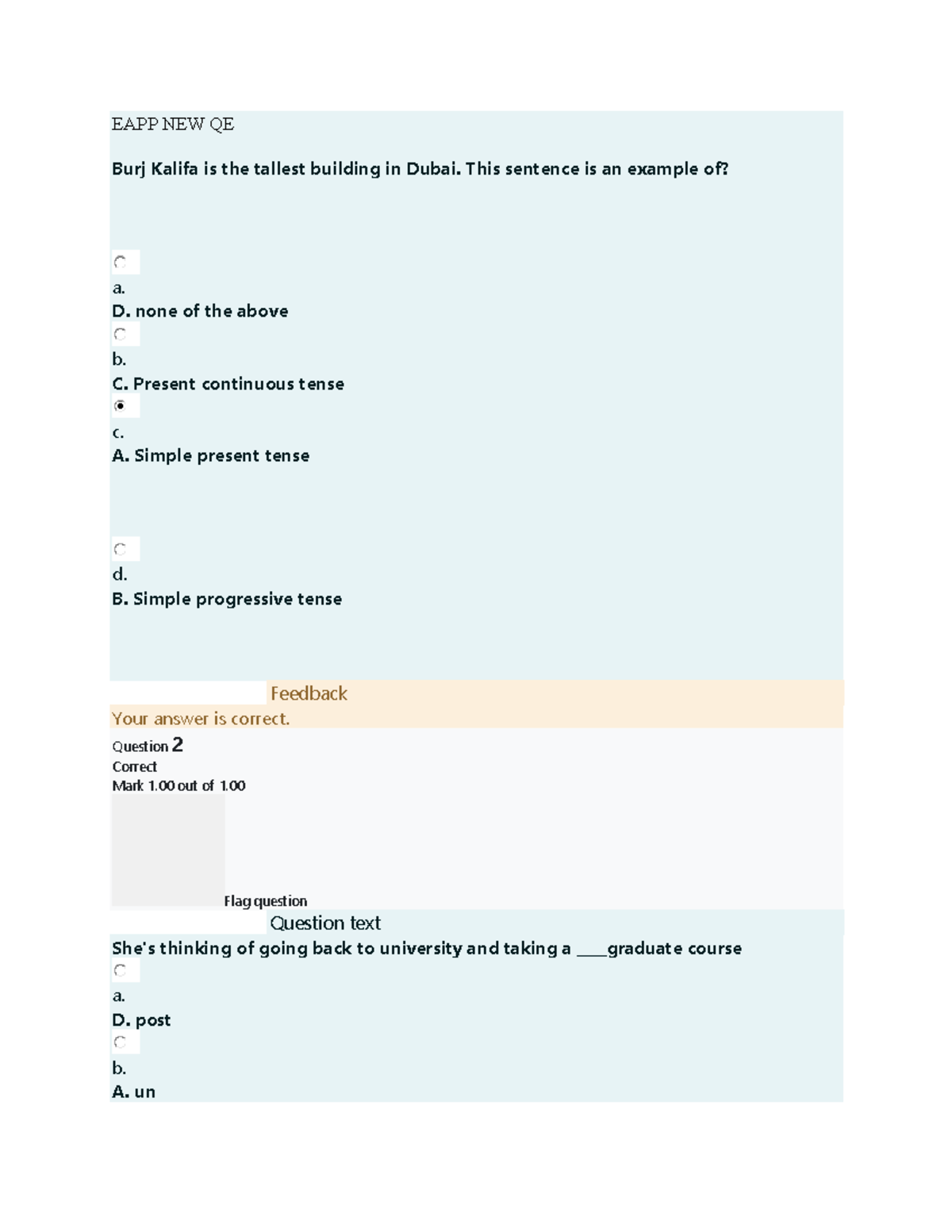 EAPP NEW QE 2 - Exam Review on English Tenses and Skills - Studocu