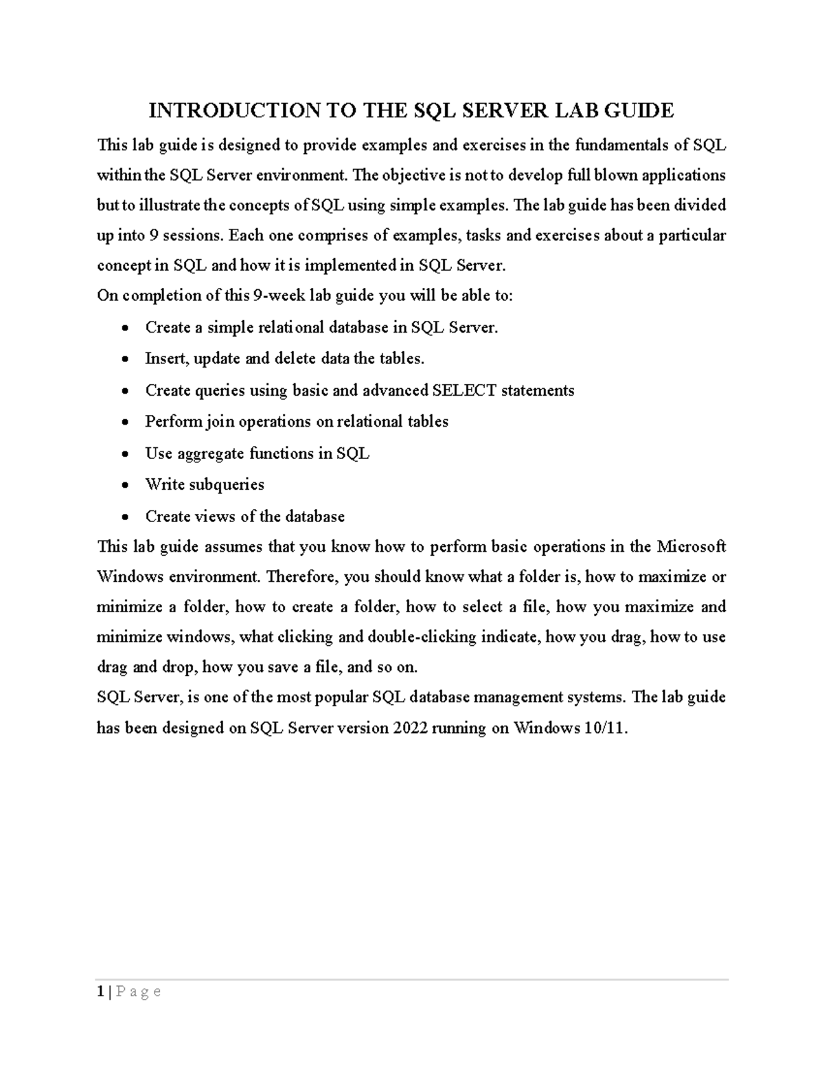 SQLServer Practice - Pratice Exercise - INTRODUCTION TO THE SQL SERVER ...