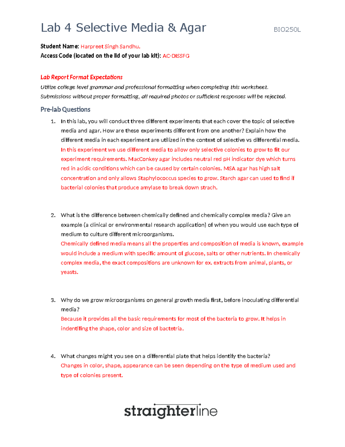 BIO250 Lab 4 - Selective Media Experiments Report - Studocu