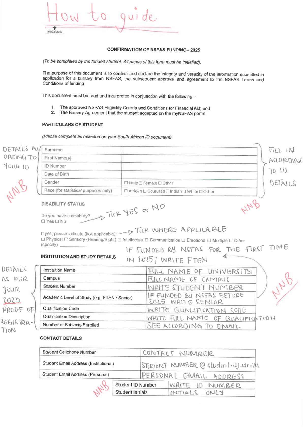 NSFAS Confirmation Guide 2025: Completing Your Application Form - Studocu