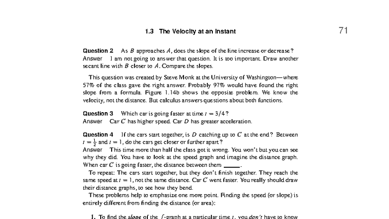Calculus Notes Summary: Instantaneous Velocity & Slope Analysis - Studocu