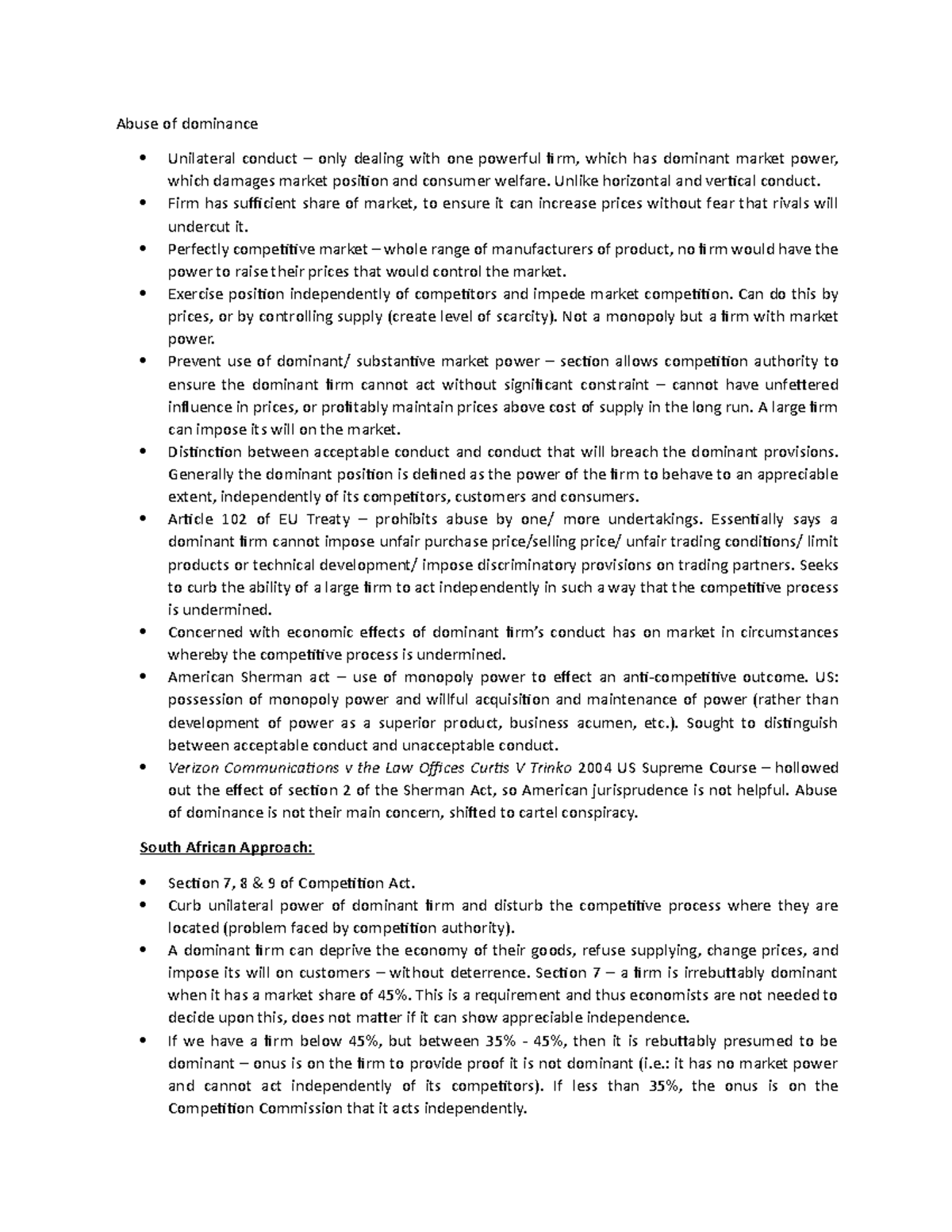 Course Code: LAW 101 - Abuse of Dominance: Introduction to Exclusionary ...