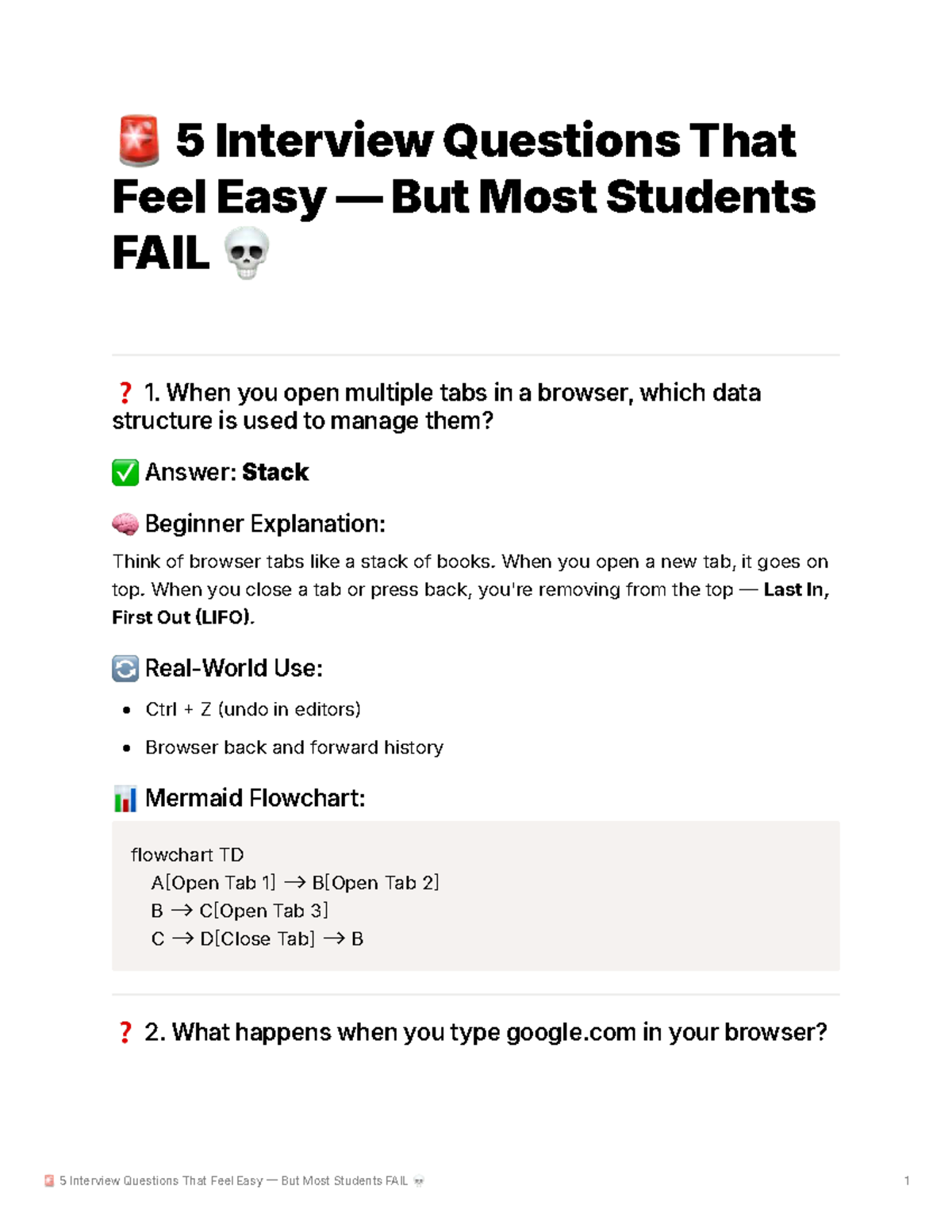 DSA Real-Life Interview Questions: Easy Yet Challenging - Studocu