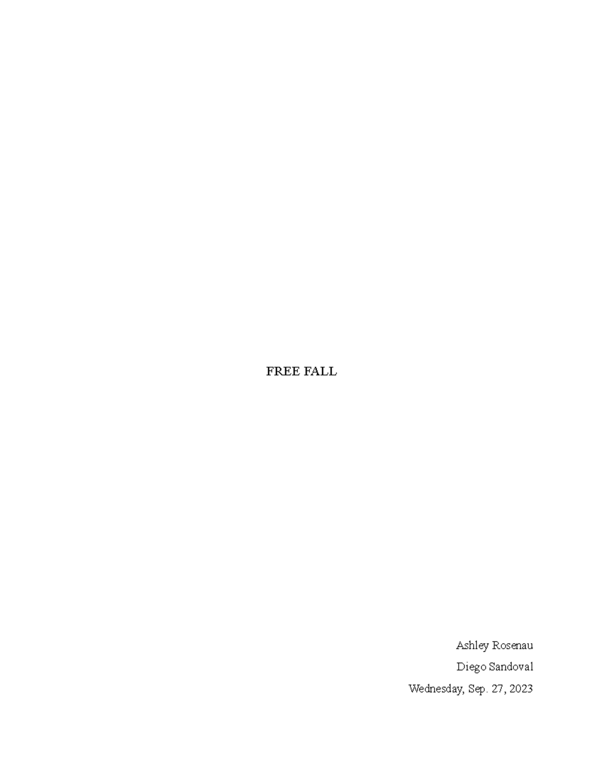Phys 1050 Lab Report 1 - Free fall - FREE FALL Ashley Rosenau Diego ...