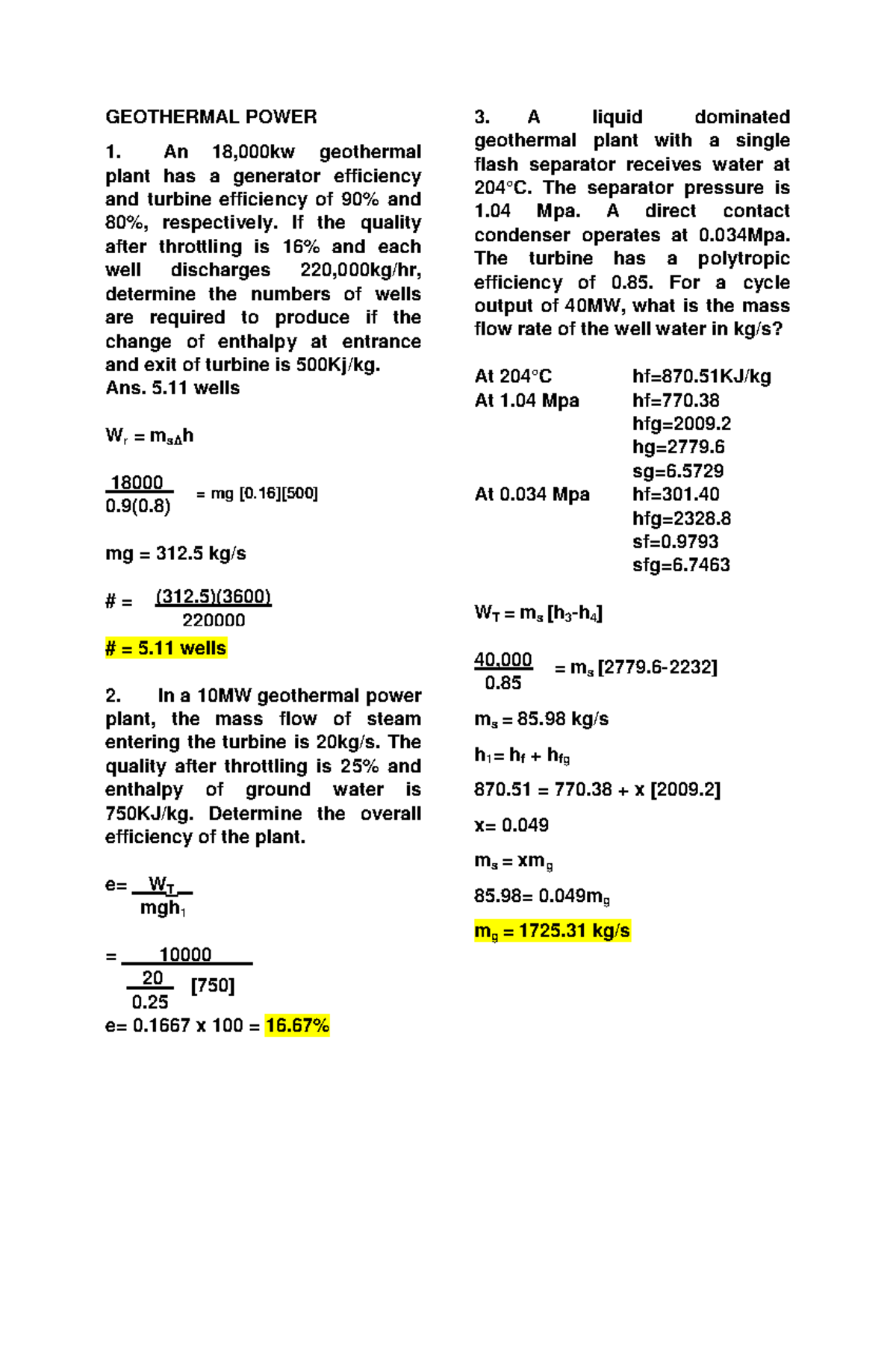 Geothermal Power Plant Case Study and Analysis (ENGR 301) - Studocu