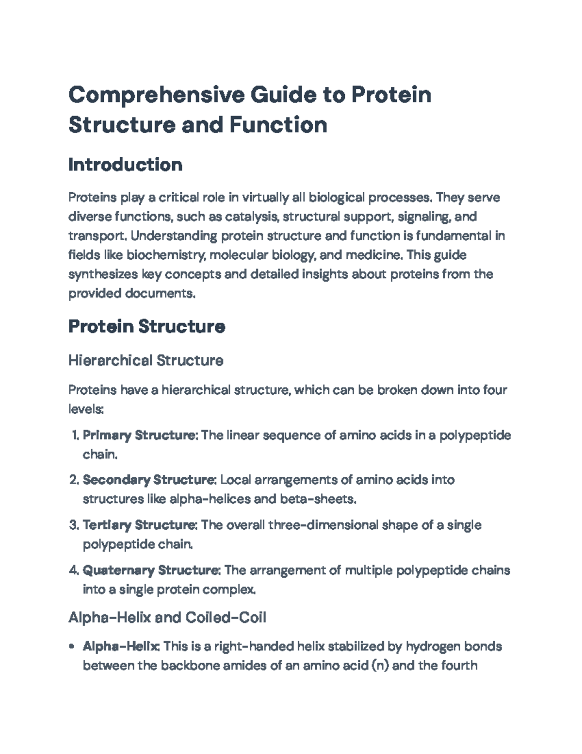 Comprehensive Guide to Protein Structure and Function (Biochem 101 ...
