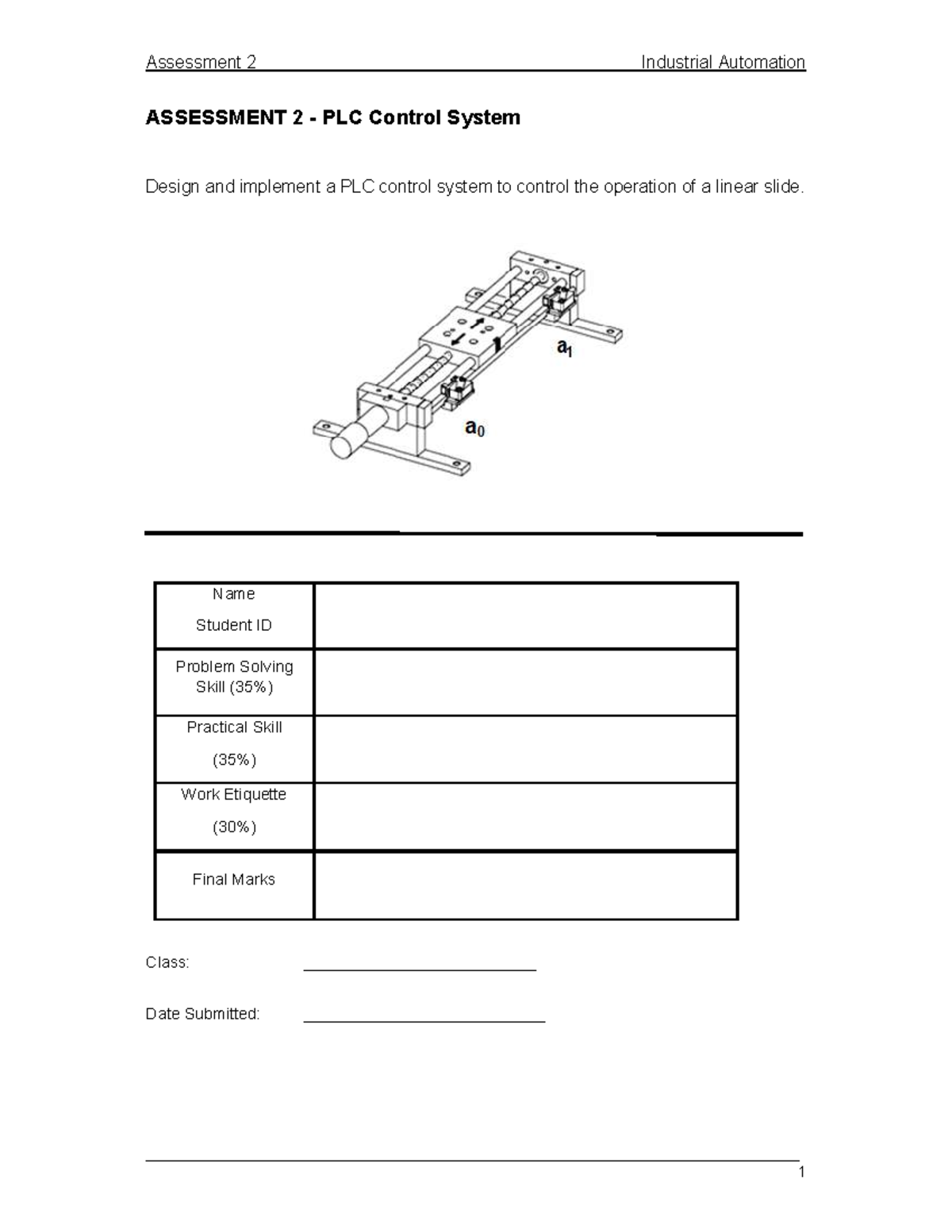 Industrial Automation ASSESSMENT 2 - PLC Control System Design - Studocu