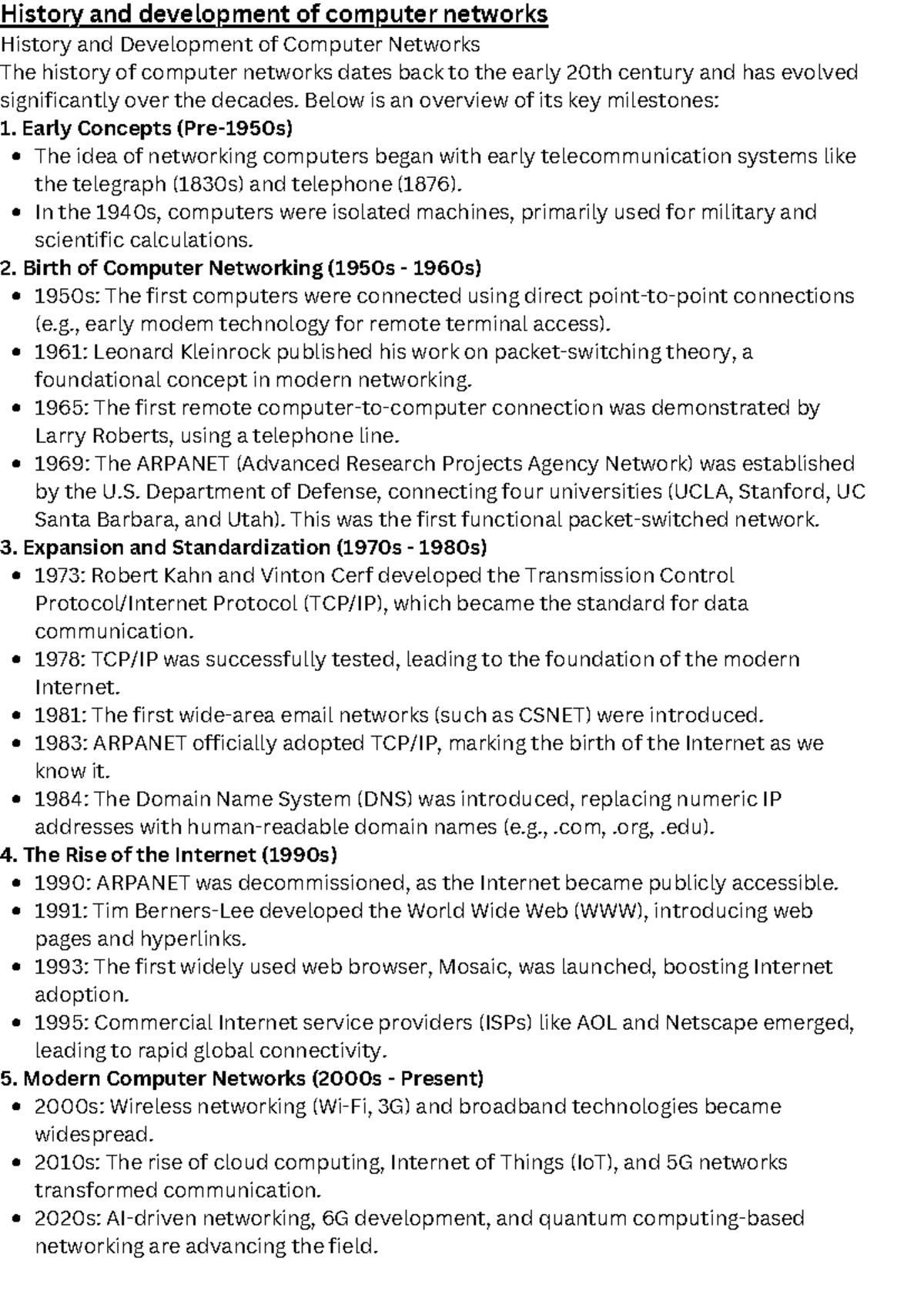 CN - Summary Ccna - History and development of computer networks ...
