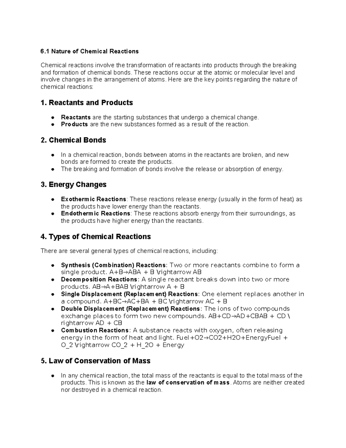 6.1 Nature of Chemical Reactions - 6 Nature of Chemical Reactions ...