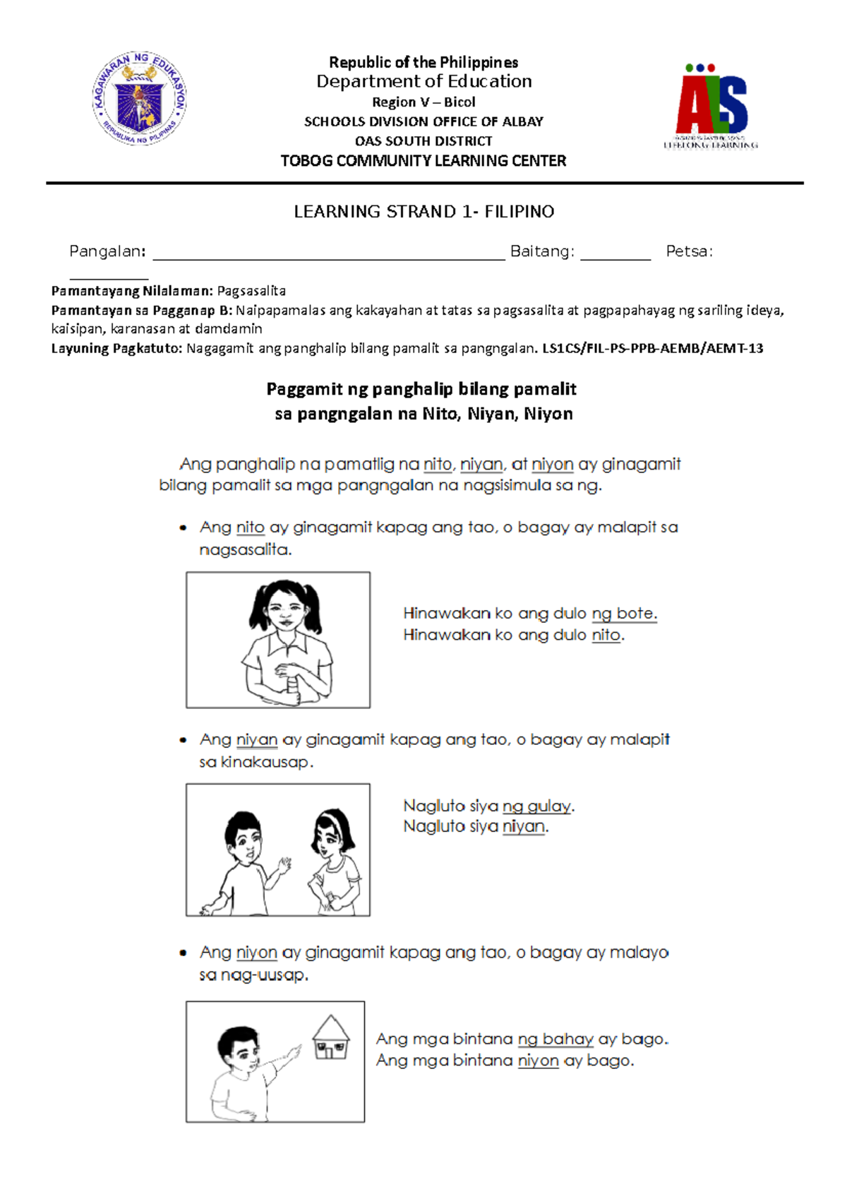 Act Filipino ELEM - Learning activity sheet - Republic of the ...