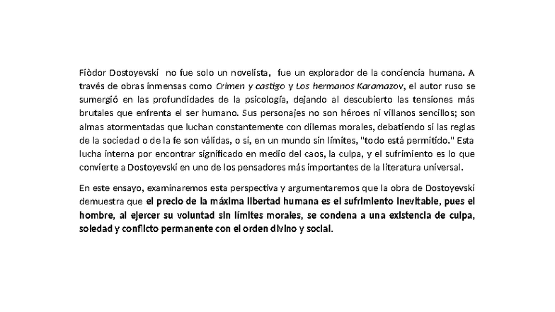 Análisis de la Conciencia Humana en Dostoyevski: Libertad y Sufrimiento ...