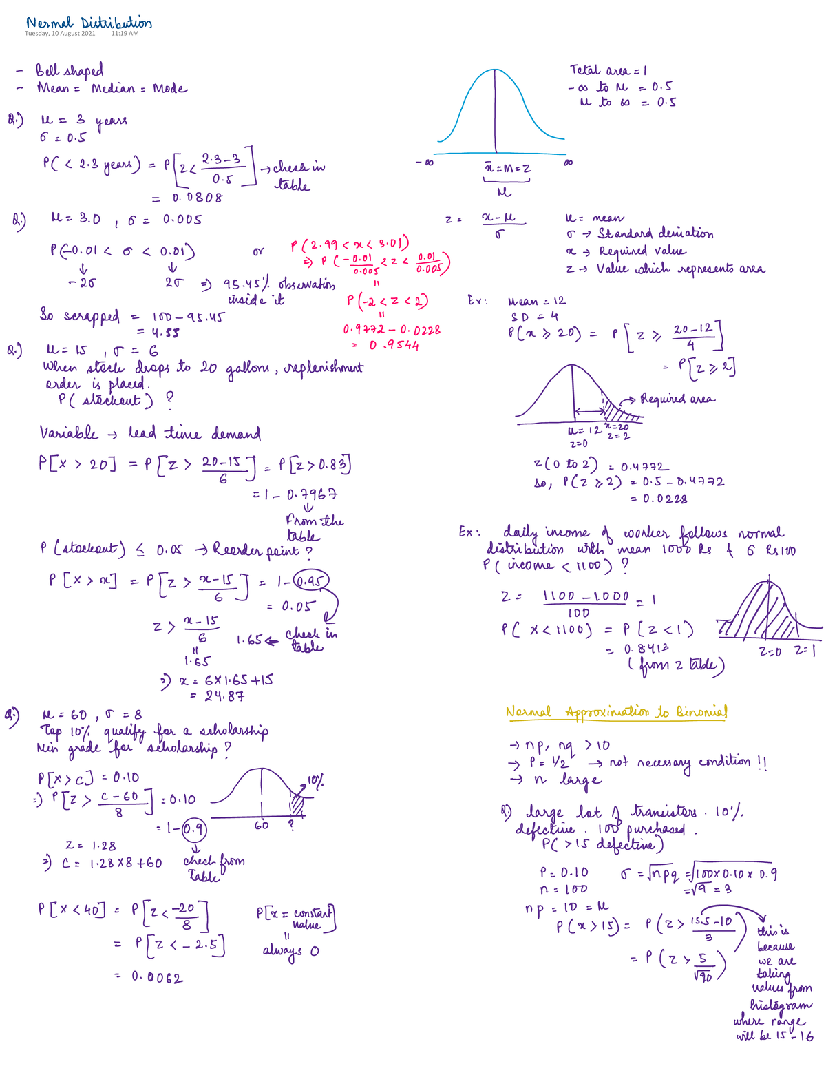 Normal Distribution Notes - Statistics 101 - Studocu