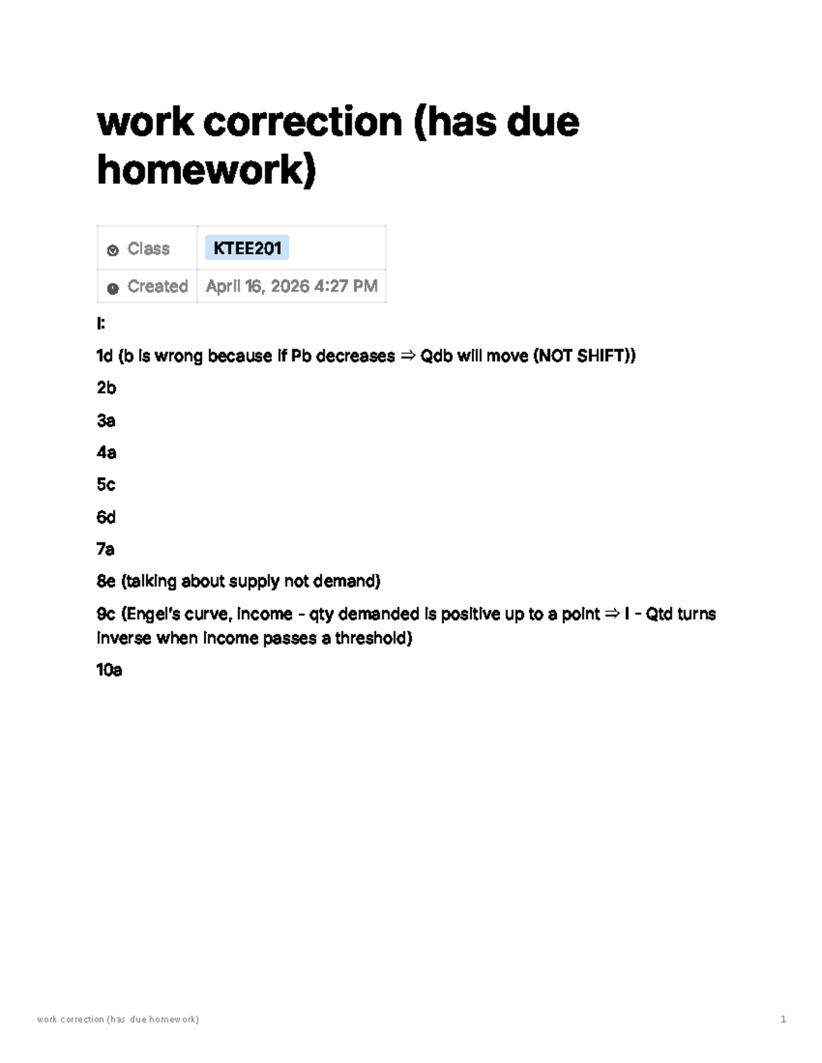 KTEE201 Homework Corrections and Supply-Demand Analysis - Studocu