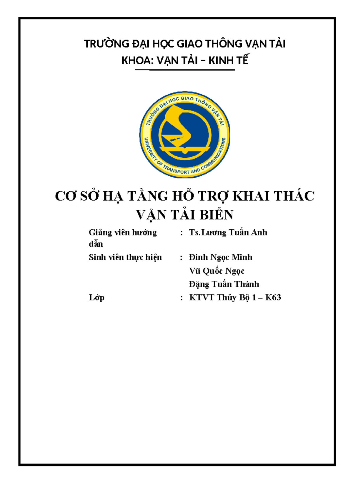 Tổ Chức Vận Tải Thủy - N6 - 12345679: Nghiên Cứu và Phân Tích - Studocu