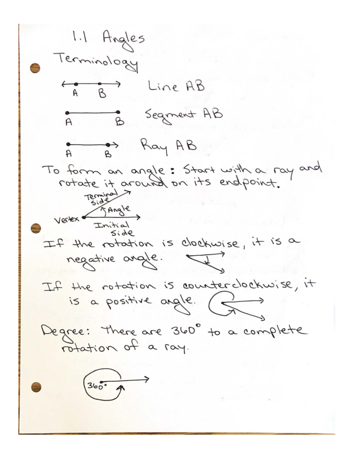 1.1 Angles Terminology: Understanding Angle Types and Measures - Studocu