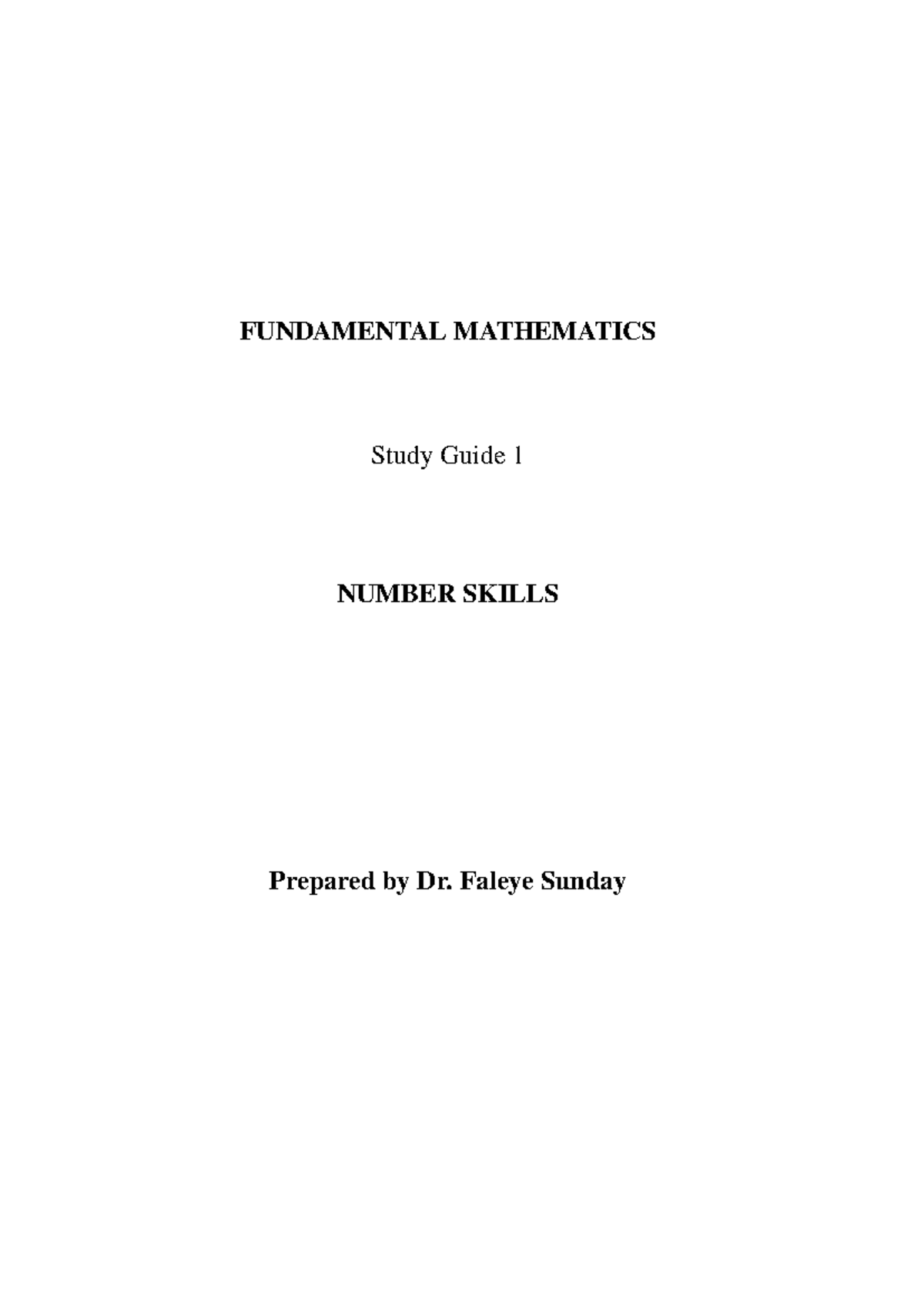MAT1501 2025 SG 1 - FUNDAMENTAL MATHEMATICS Study Guide on Number ...