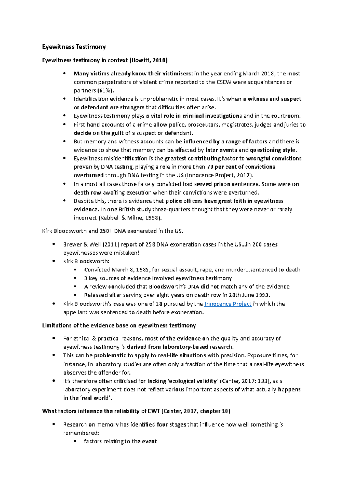 EWT Analysis - Lecture Notes for Psychology 101 Course - Studocu
