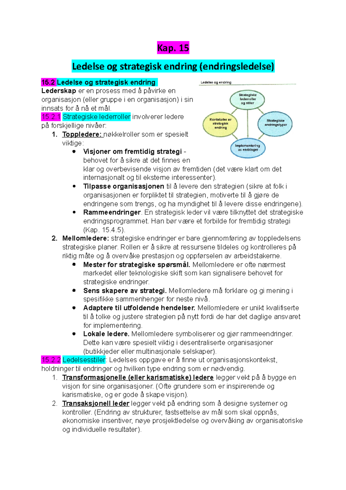 Kap. 15: Ledelse og Strategisk Endring - En Dypdykk i Endringsledelse ...