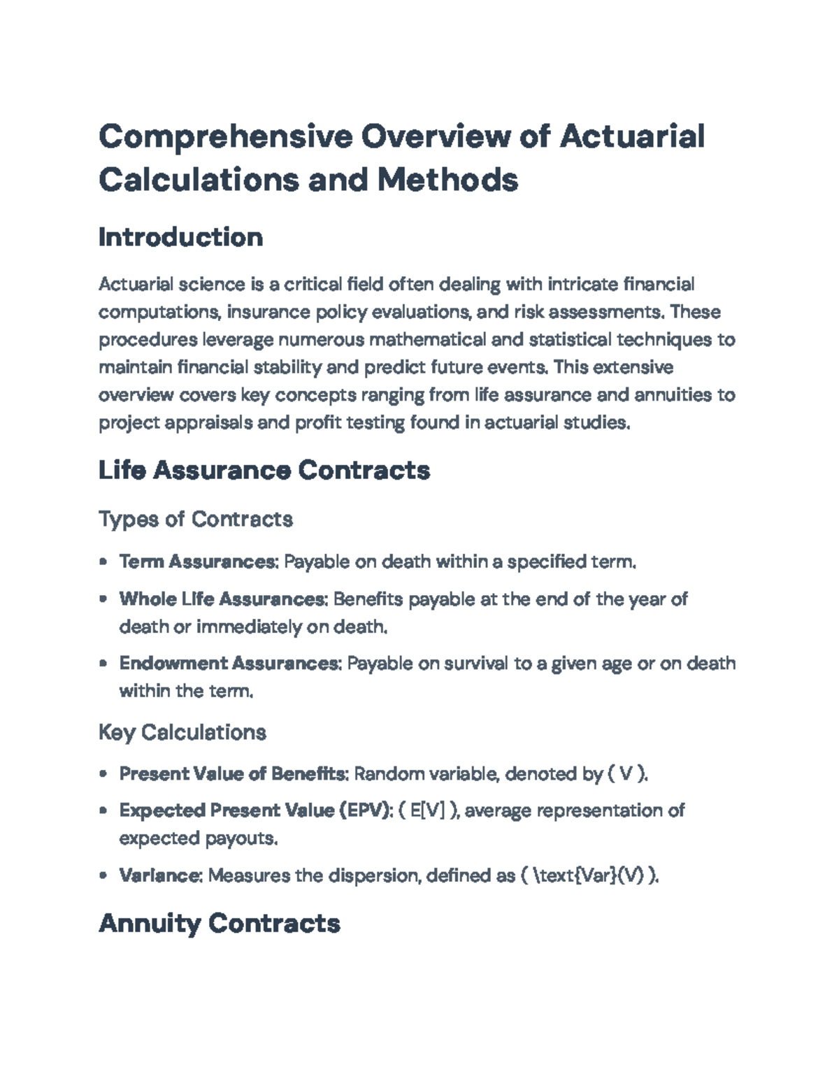 Comprehensive Guide to Actuarial Methods and Calculations ...