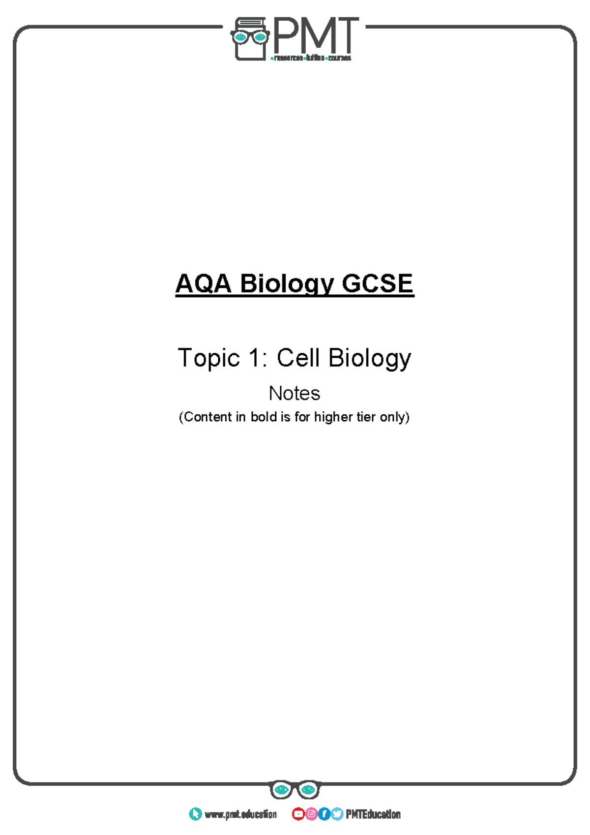 Detailed Notes - Topic 1 Cell Biology - AQA Biology GCSE - AQA Biology ...