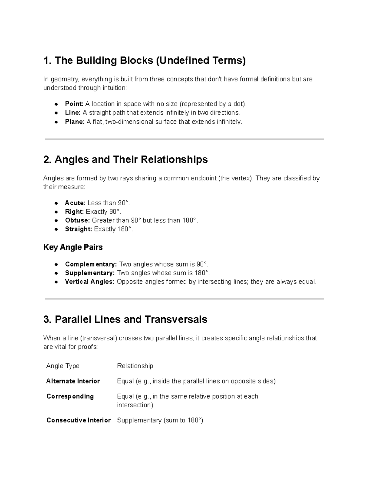 Geometry Lecture Notes: Building Blocks, Angles & Lines - Studocu