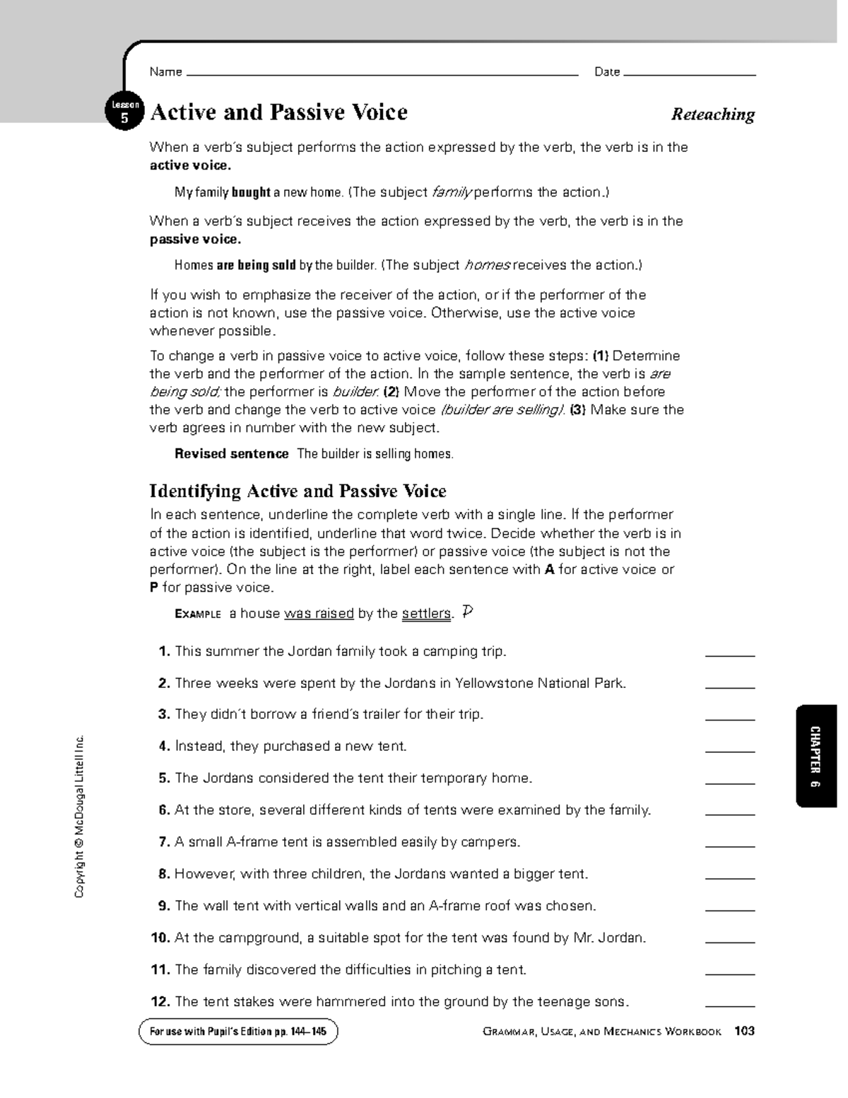 Active and Passive Voice Lesson 5 Reteaching Guide - Studocu