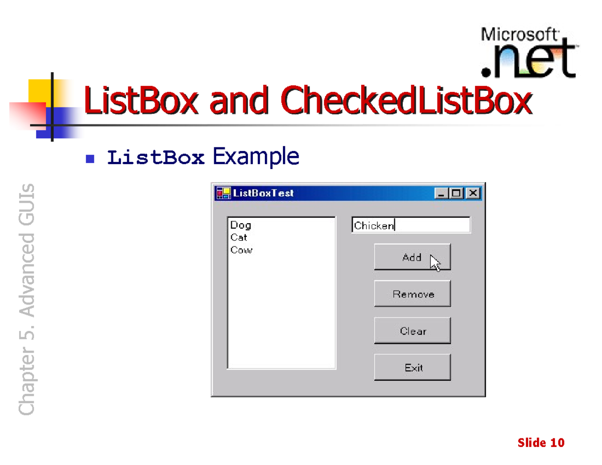 Chapter 3-Listbox (slide 10-20) - Chapter 5. Advanced GUIs ListBox Example Chapter 5. Advanced ...