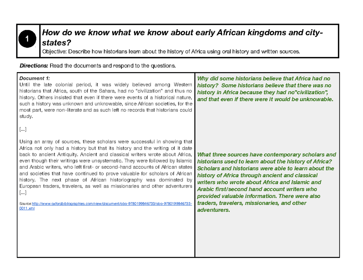Copy of African Empires - How do we know what we know about early ...