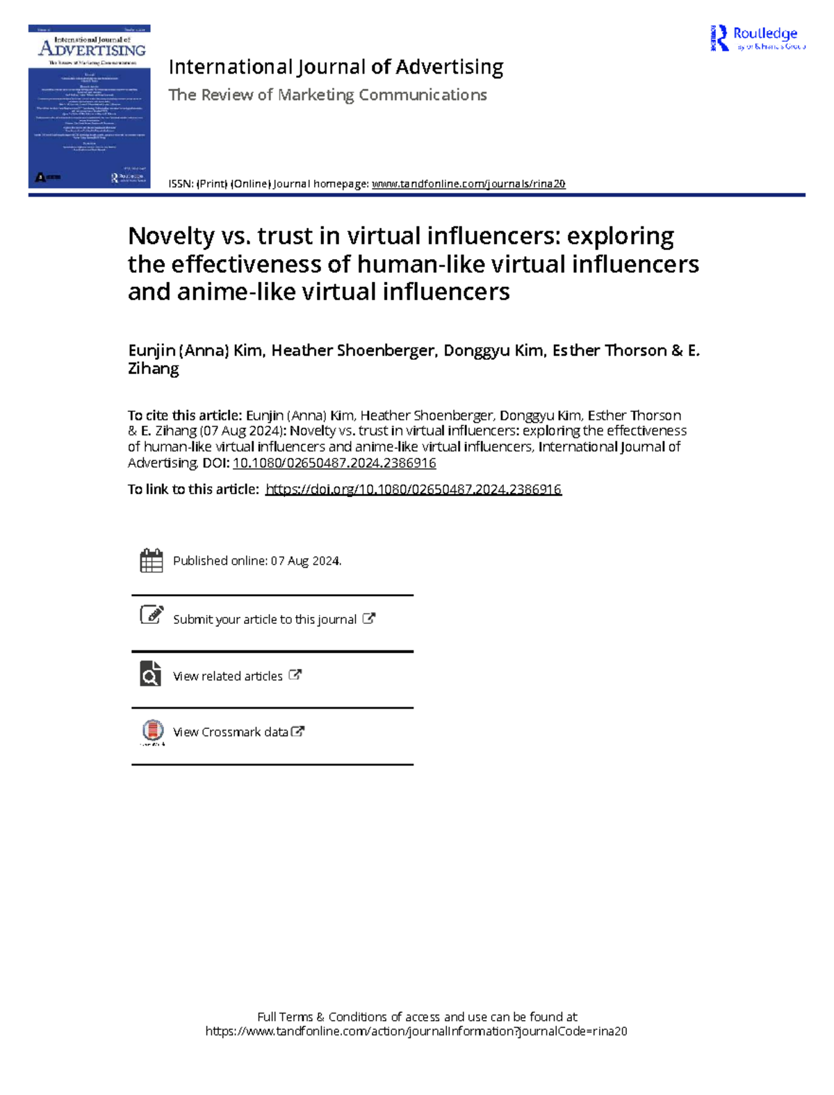 Novelty vs. Trust in Virtual Influencers: Effectiveness of HVIs & AVIs ...