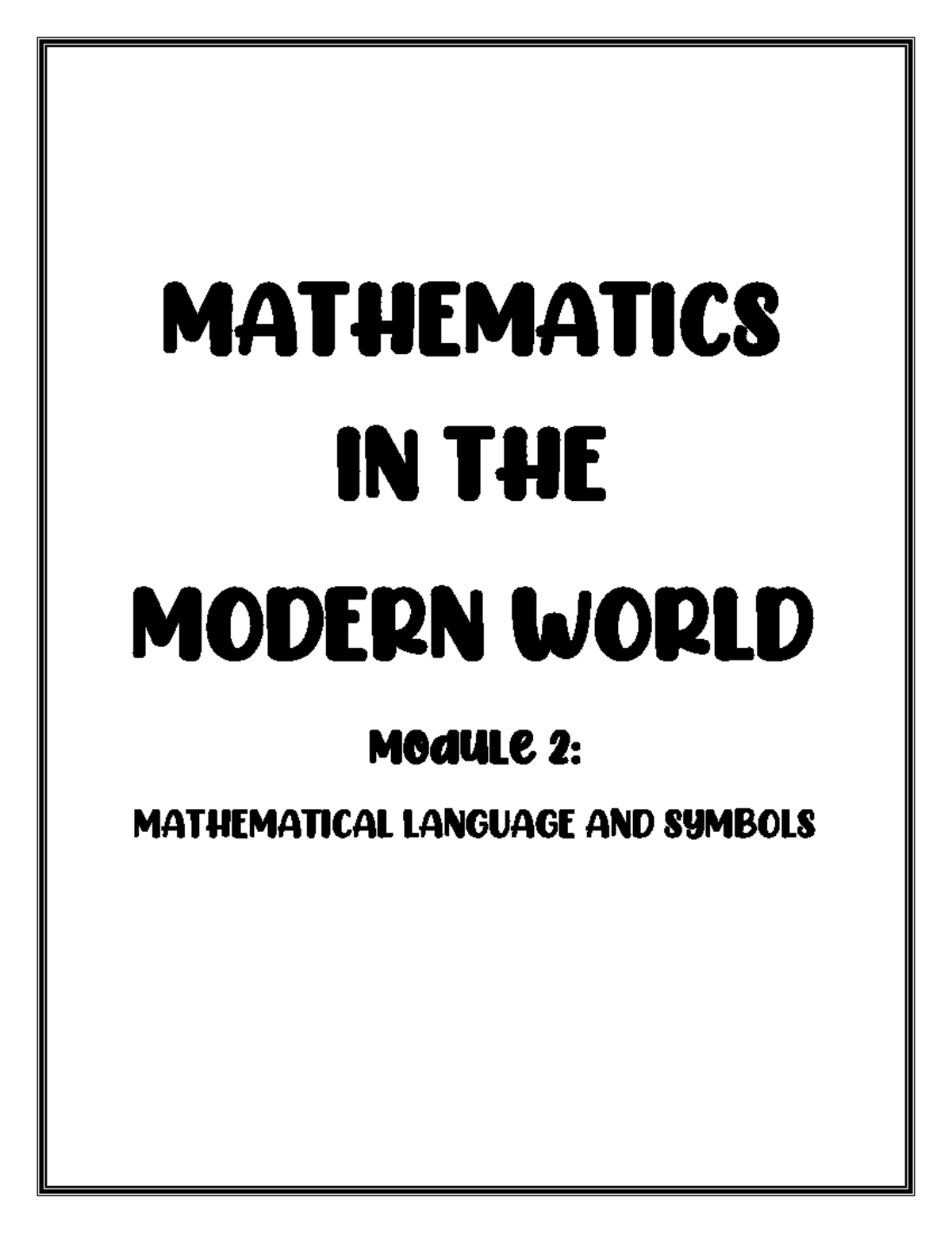 Module 2 - Mathematical Language and Symbols Overview and ...