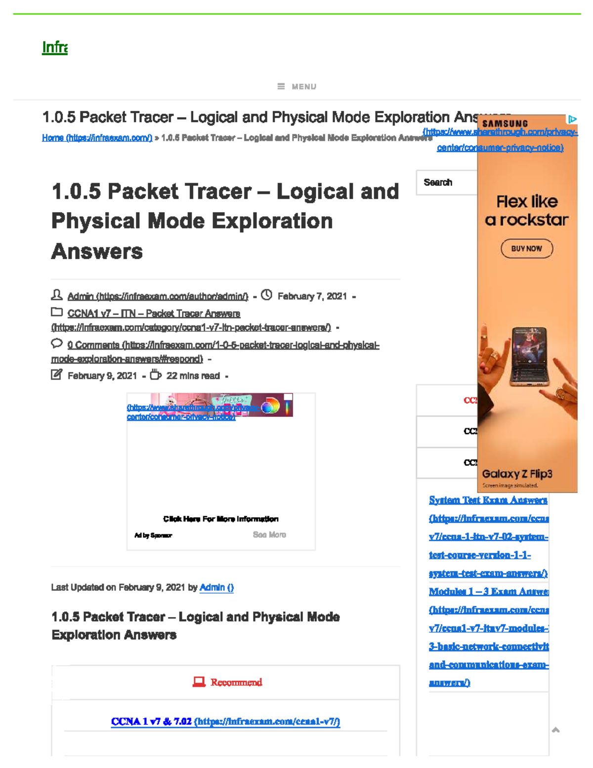 CCNA1 v7 Packet Tracer Logical & Physical Mode Exploration Answers - Studocu
