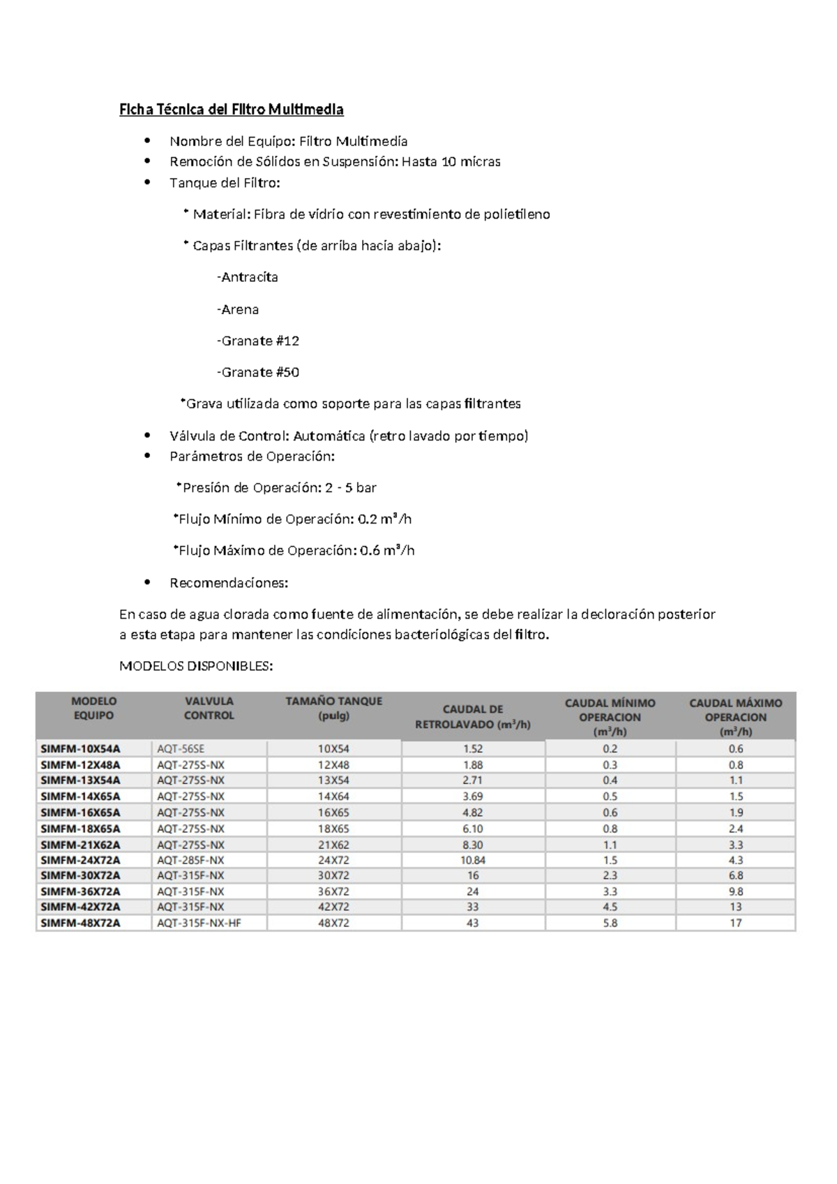 Ficha Técnica del Filtro Multimedia - Ficha Técnica del Filtro ...