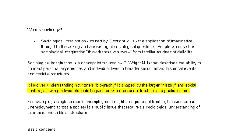 Sociology 101: Understanding Sociological Imagination and Concepts ...