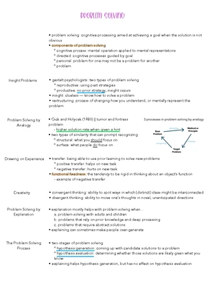 Problem Solving - Study Notes & Assignments - Studocu