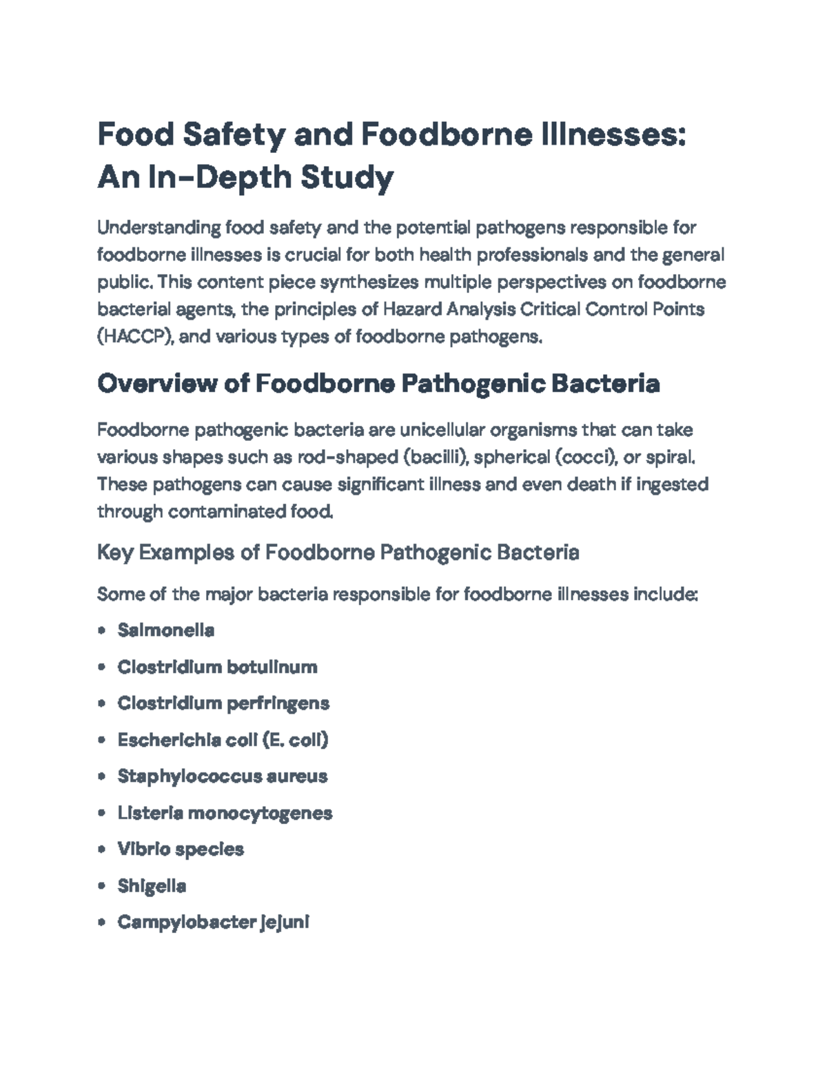 Food Safety and Foodborne Illnesses: An In-Depth HACCP Study - Food ...