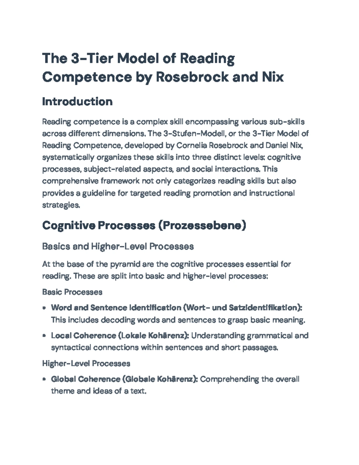 Didaktisches Modell zur Leseförderung gem. Rosebrock/Nix (2008) - Studocu